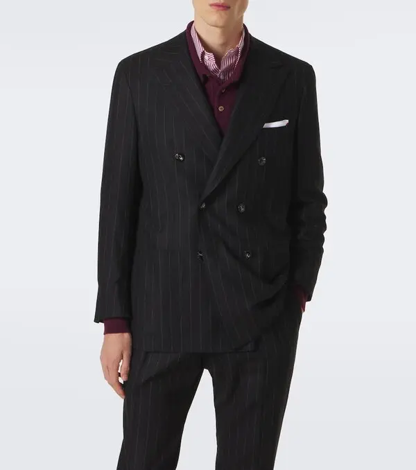 Kiton Pinstriped Wool And Cashmere Suit