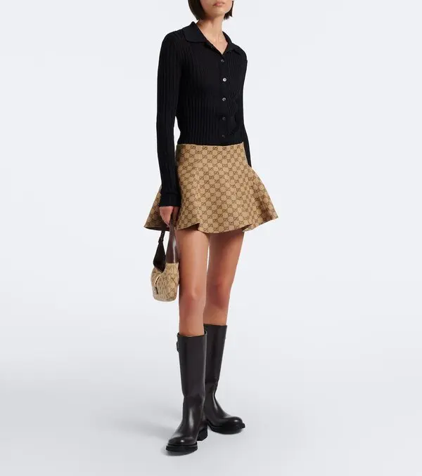 Gucci Web Stripe Leather Biker Boots