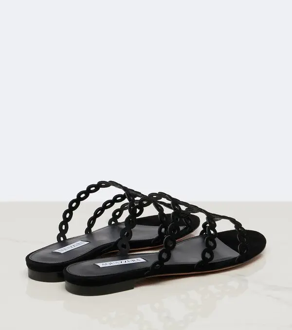 AQUAZZURA Infinity Chain Suede Sandals