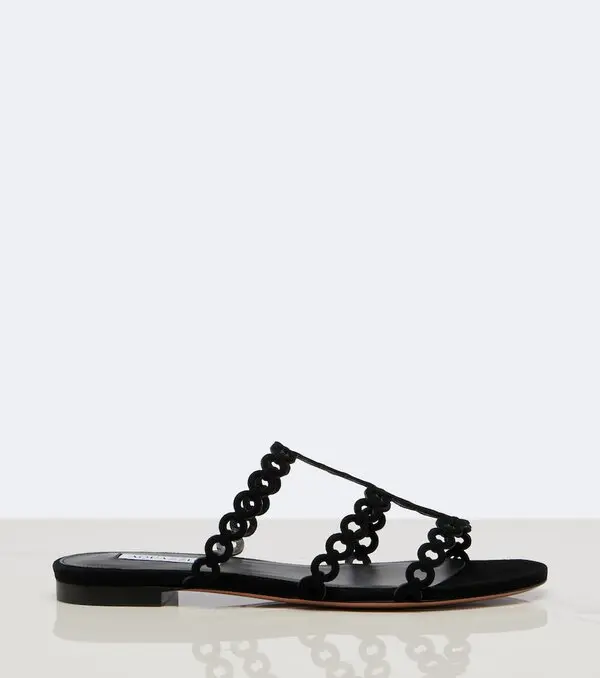 AQUAZZURA Infinity Chain Suede Sandals