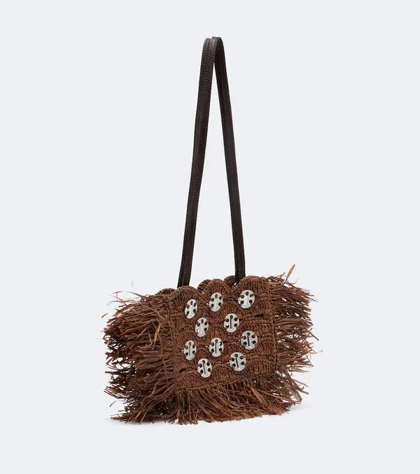 Rabanne Embellished Raffia Shoulder Bag