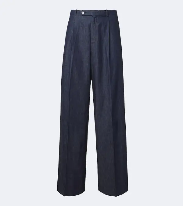 JIL SANDER Cotton Chambray Wide-leg Pants