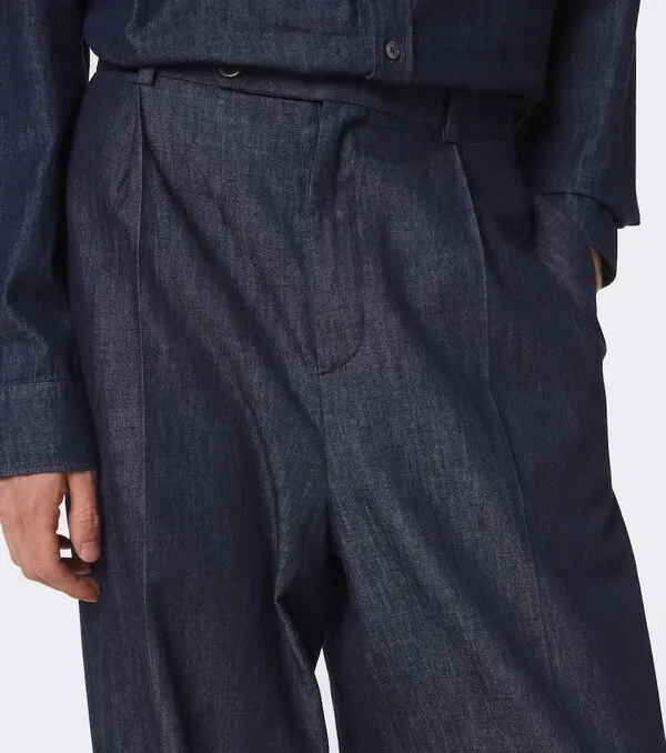 JIL SANDER Cotton Chambray Wide-leg Pants