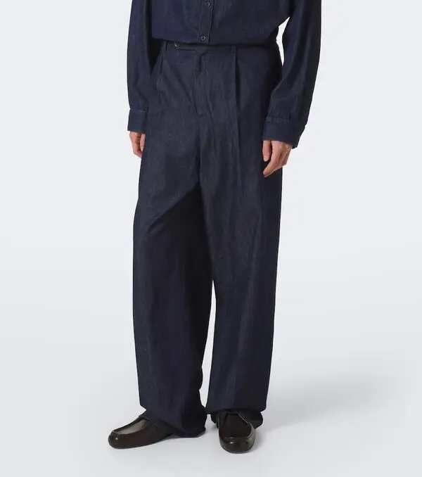 JIL SANDER Cotton Chambray Wide-leg Pants