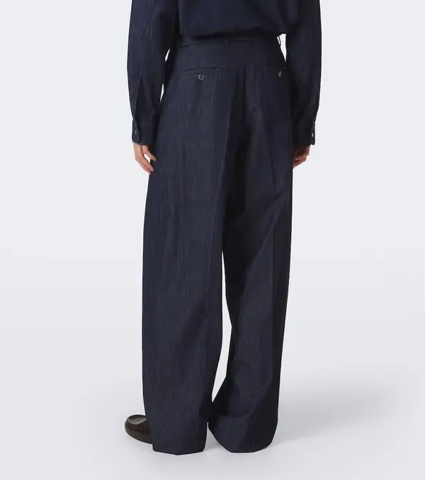 JIL SANDER Cotton Chambray Wide-leg Pants