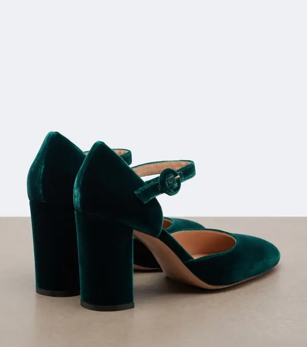 GIANVITO ROSSI Leopard-print Velvet Mary Jane Pumps