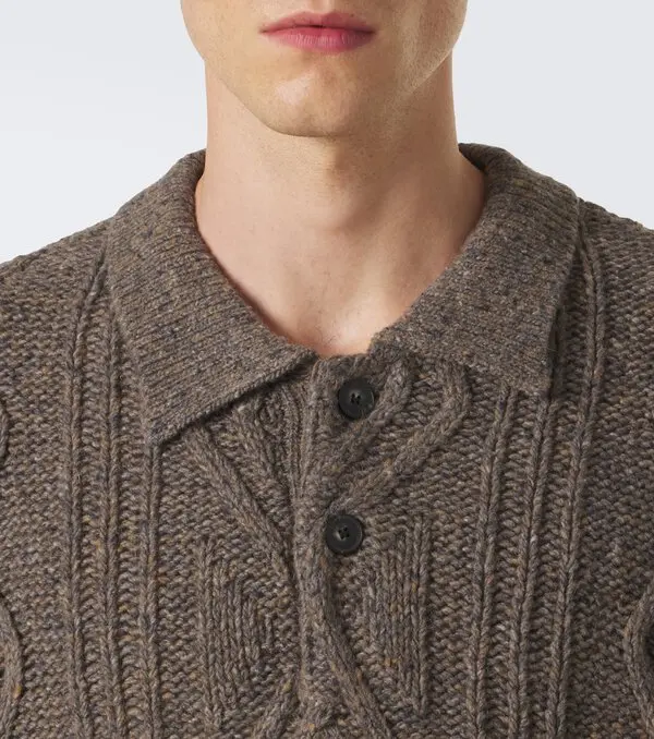 FRAME Cable-knit Wool And Alpaca-blend Polo Sweater
