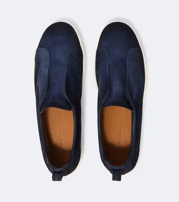 Santoni Suede Slip-on Sneakers