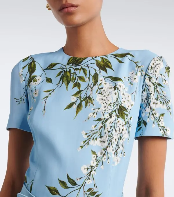 Monique Lhuillier Floral Belted Midi Dress
