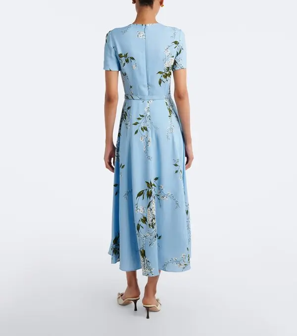 Monique Lhuillier Floral Belted Midi Dress