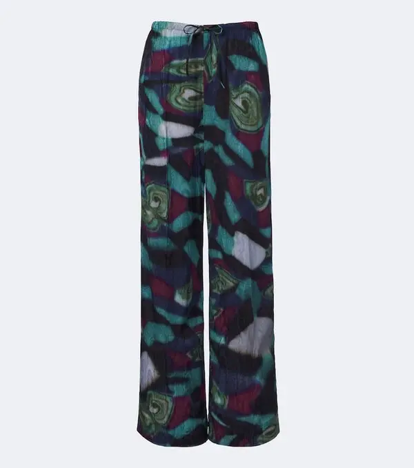 Dries Van Noten Printed Moire Wide-leg Pants - Multicoloured