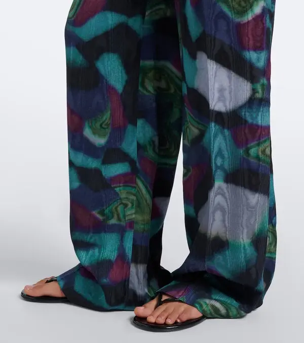 Dries Van Noten Printed Moire Wide-leg Pants