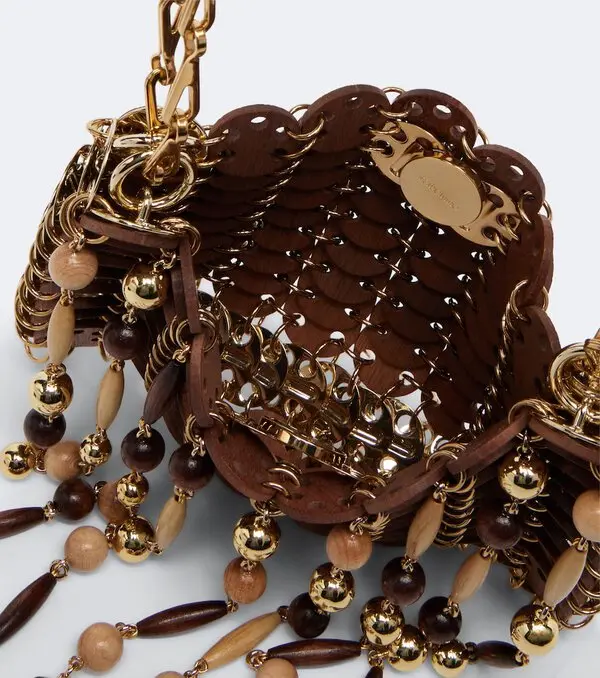 Rabanne 1969 Small Wood Embellished Shoulder Bag
