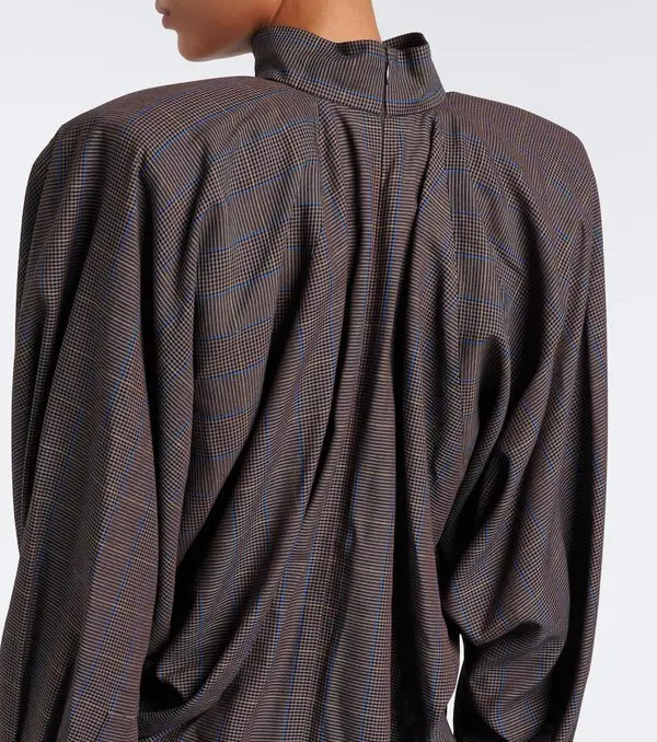 MUGLER Checked Draped Midi Dress