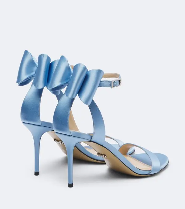 Mach & Mach Le Cadeau Bow-detail Satin Sandals - Blue