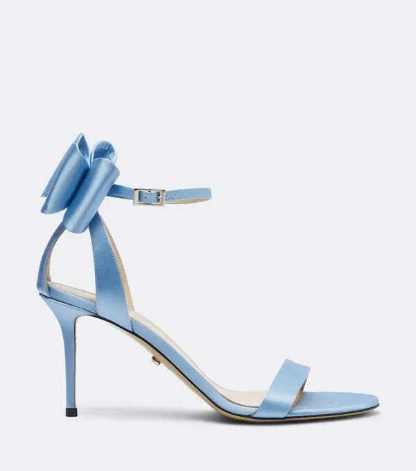 Mach & Mach Le Cadeau Bow-detail Satin Sandals - Blue