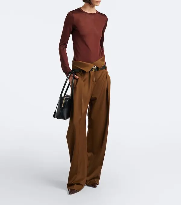 FERRAGAMO Wool And Cashmere Barrel-leg Pants