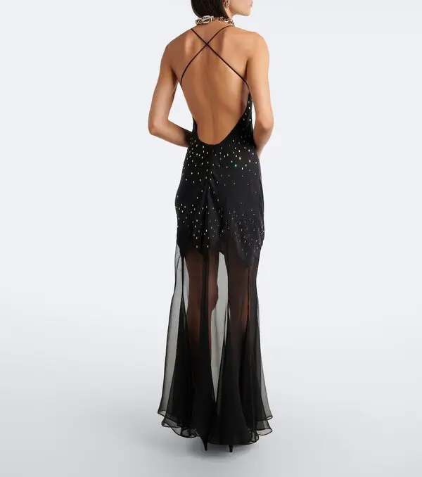Rabanne Embellished Chiffon Maxi Dress