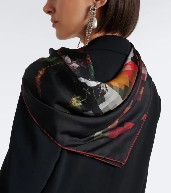 Dries Van Noten Floral Silk Twill Scarf