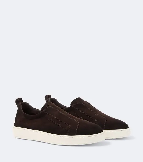 Santoni Suede Slip-on Sneakers - Brown