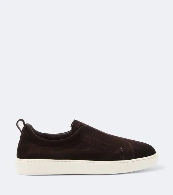 Santoni Suede Slip-on Sneakers
