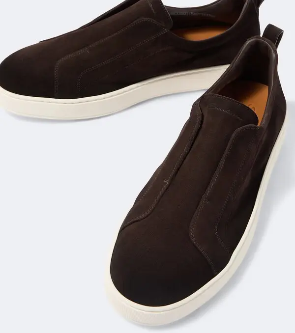 Santoni Suede Slip-on Sneakers