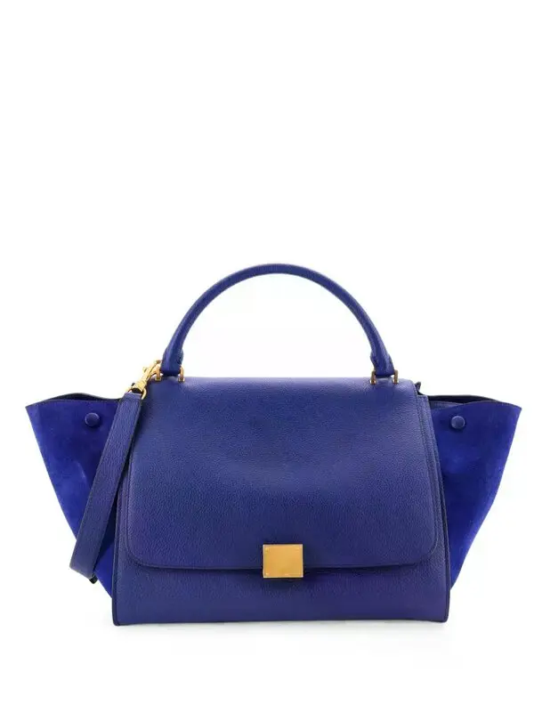 Celine Trapeze Bag Leather Medium Satchel - Blue