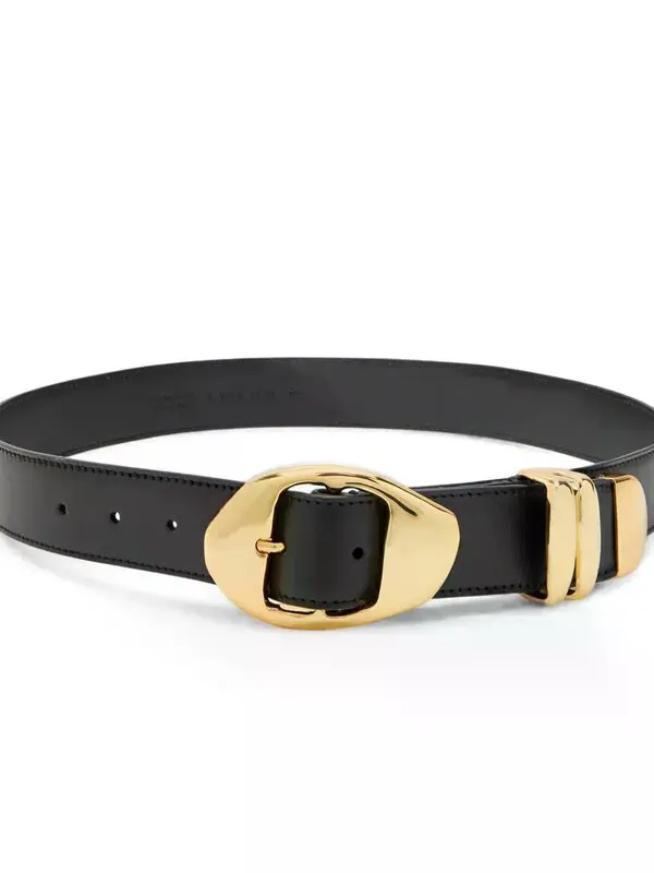 AMANU The Grumeti Gold-tone Buckle Leather Belt - Black