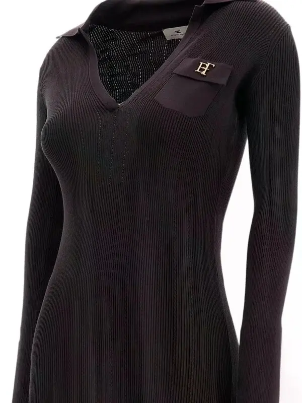 Elisabetta Franchi Ribbed-knit Polo-collar Midi Dress
