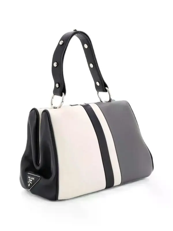 Prada Light Frame Leather Medium Shoulder Bag - Black