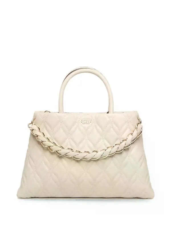Guess Maxine Quilted Braided-chain Satchel Bag - Neutrals