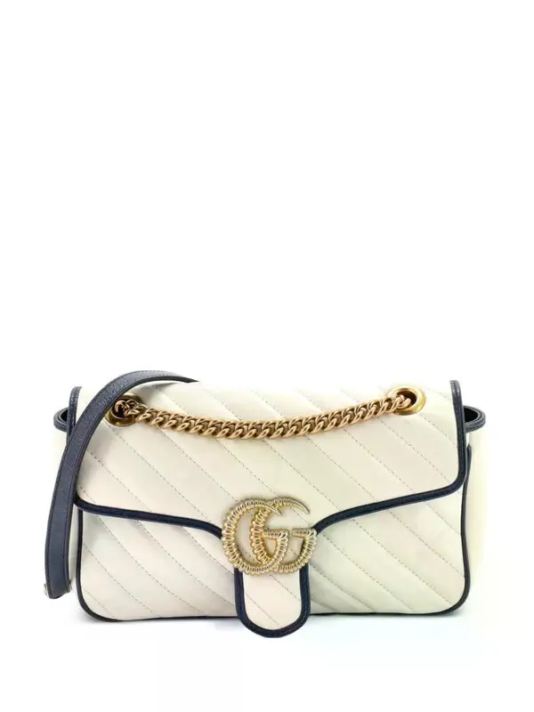 Gucci Gg Marmont Flap Bag Diagonal Quilted Leather Small Crossbody Bag - Blue