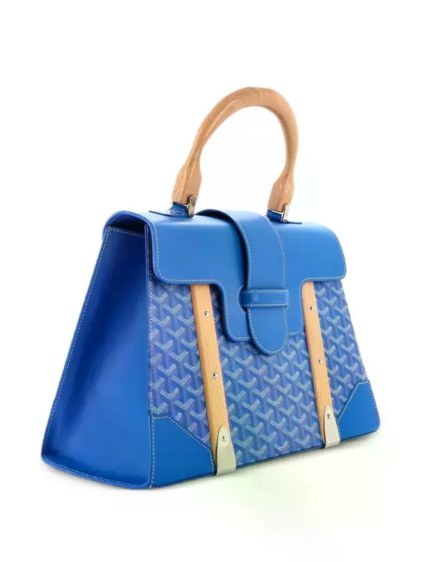 Goyard Saigon Top Handle Bag Coated Canvas With Leather Mm Satchel - Blue