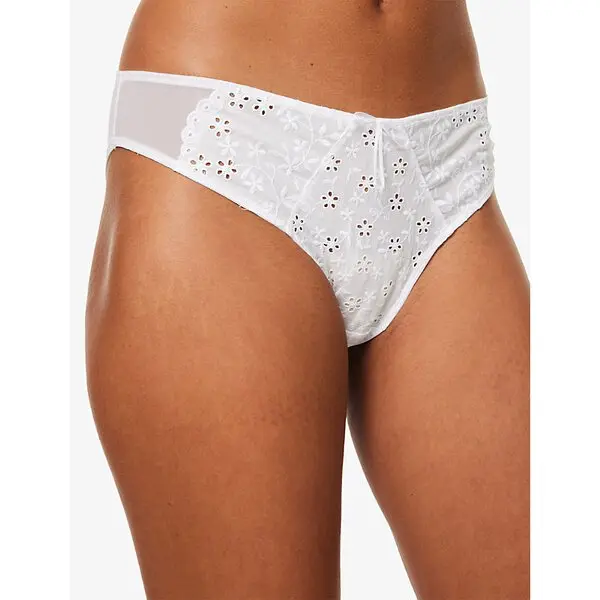 Panache Charlotte Brazilian Embroidered Stretch-cotton Blend Briefs