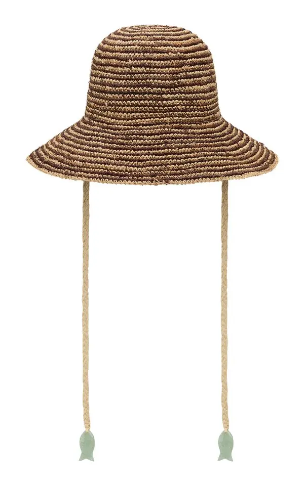 SOLEIL SOLEIL Raffia Bucket Hat With Tassel Ties