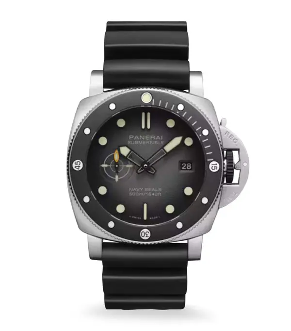 Panerai Stainless Steel Submersible Navy Seals Watch - Black
