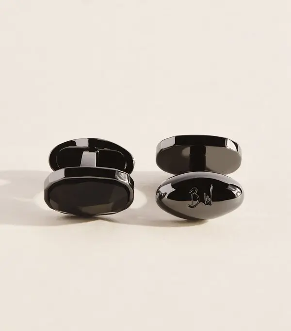 BABETTE WASSERMAN LONDON Rhodium-plated Swarovski Crystal Cufflinks - Black