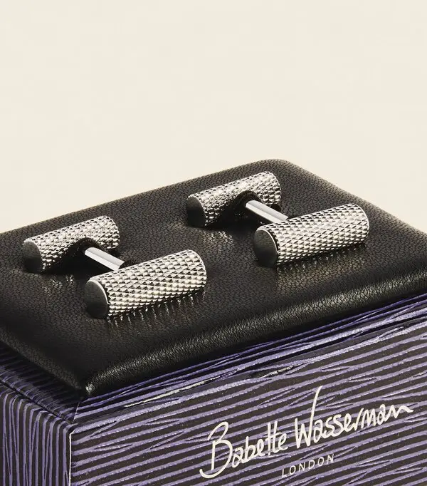 BABETTE WASSERMAN LONDON Rhodium-plated Thread Bar Cufflinks