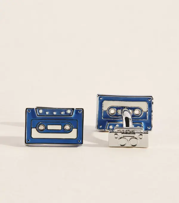 BABETTE WASSERMAN LONDON Rhodium-plated Cassette Tape Cufflinks