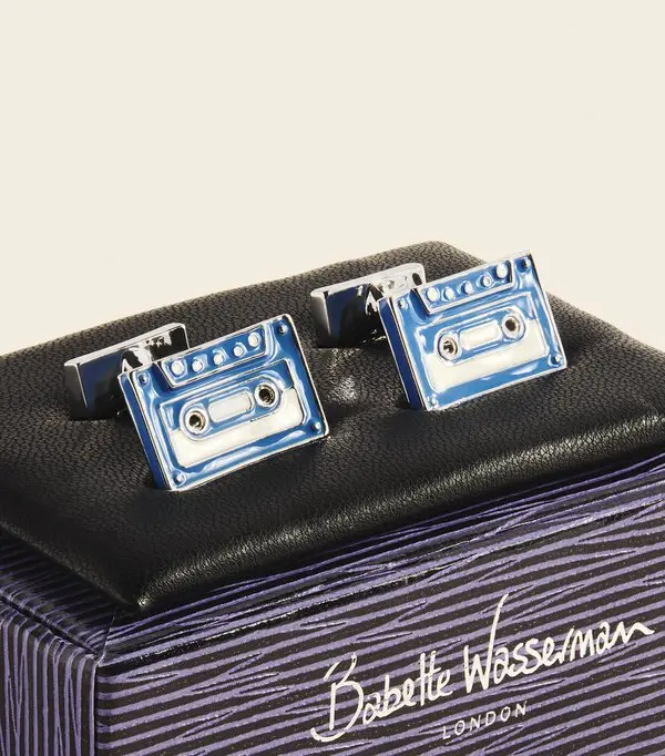 BABETTE WASSERMAN LONDON Rhodium-plated Cassette Tape Cufflinks