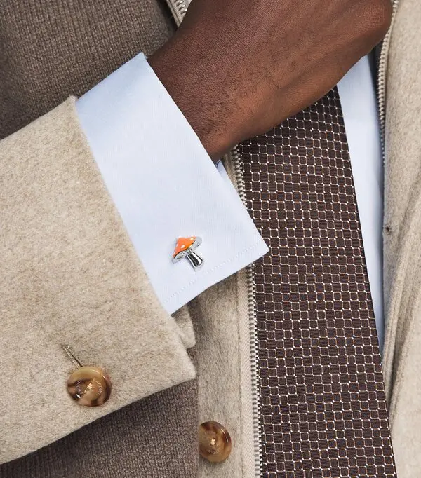 BABETTE WASSERMAN LONDON Rhodium-plated Mushroom Cufflinks