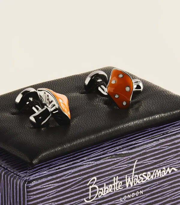 BABETTE WASSERMAN LONDON Rhodium-plated Mushroom Cufflinks