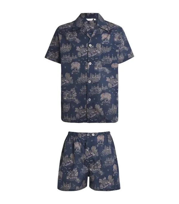 Derek Rose Cotton Ledbury Pyjama Set - Navy