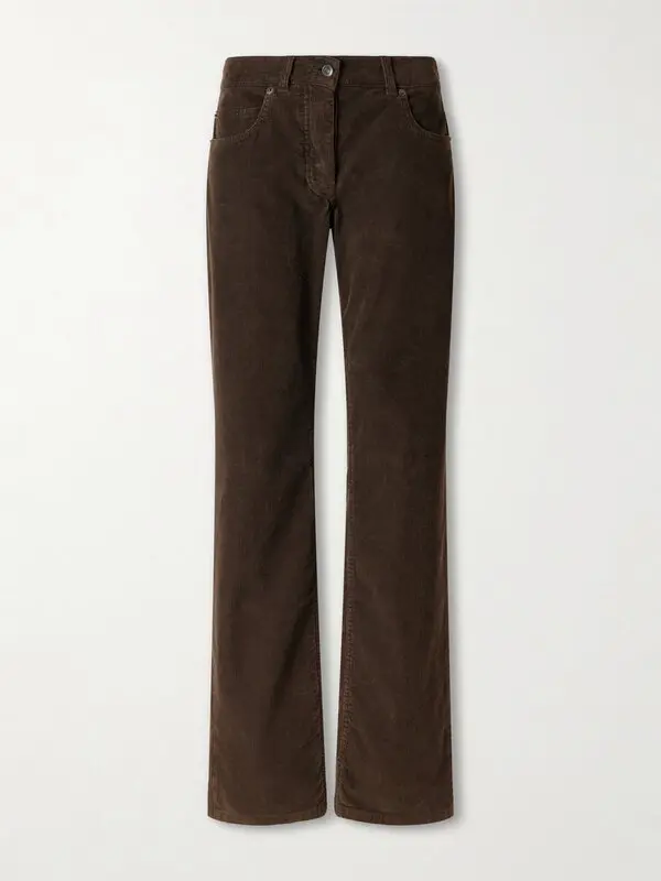 THE ROW Frava Cotton-corduroy Mid-rise Straight-leg Pants - Brown