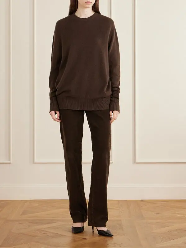 THE ROW Frava Cotton-corduroy Straight-leg Pants - Brown
