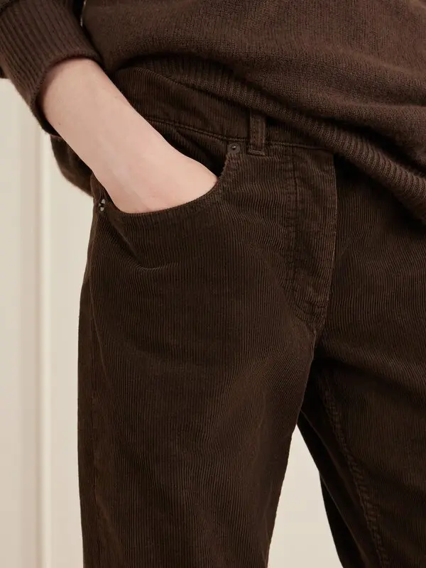 THE ROW Frava Cotton-corduroy Straight-leg Pants - Brown