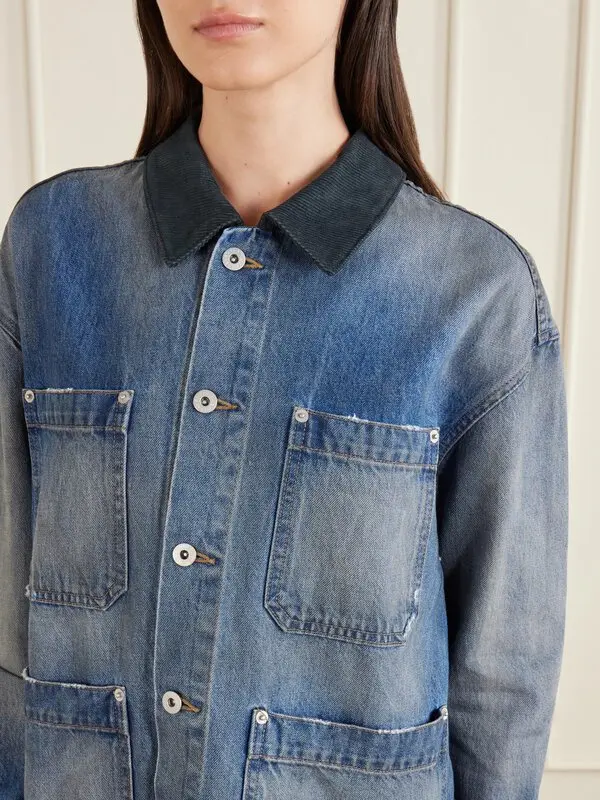 SLVRLAKE Worker Corduroy-trimmed Denim Jacket