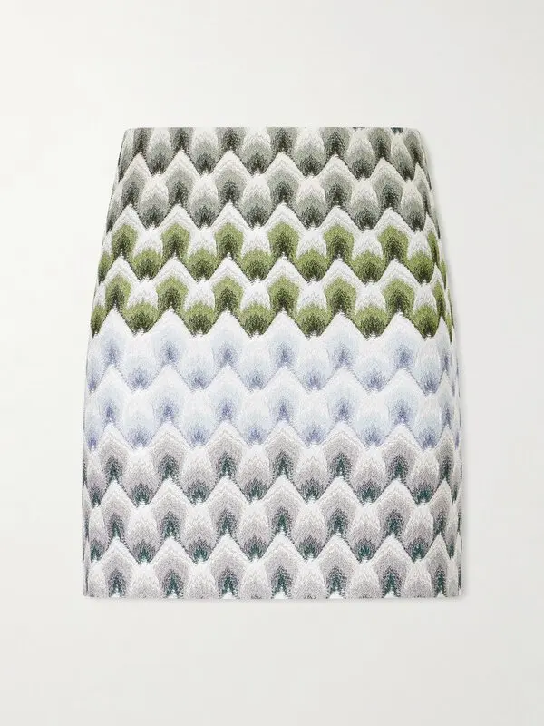 Missoni Striped Metallic Crochet-knit Mini Skirt