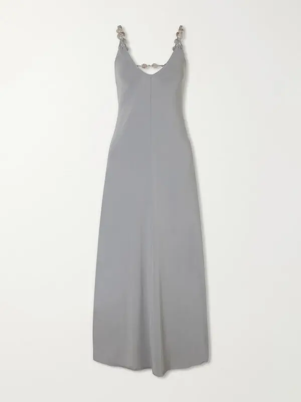 ERES Sculpturale Bead-embellished Stretch-jersey Maxi Dress - Gray