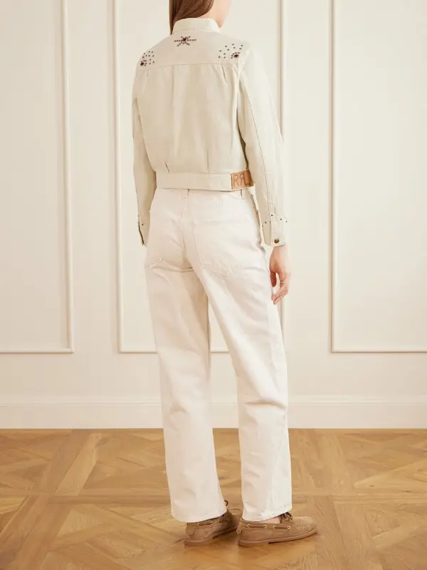 Ralph Lauren Ida Cropped Embellished Denim Jacket